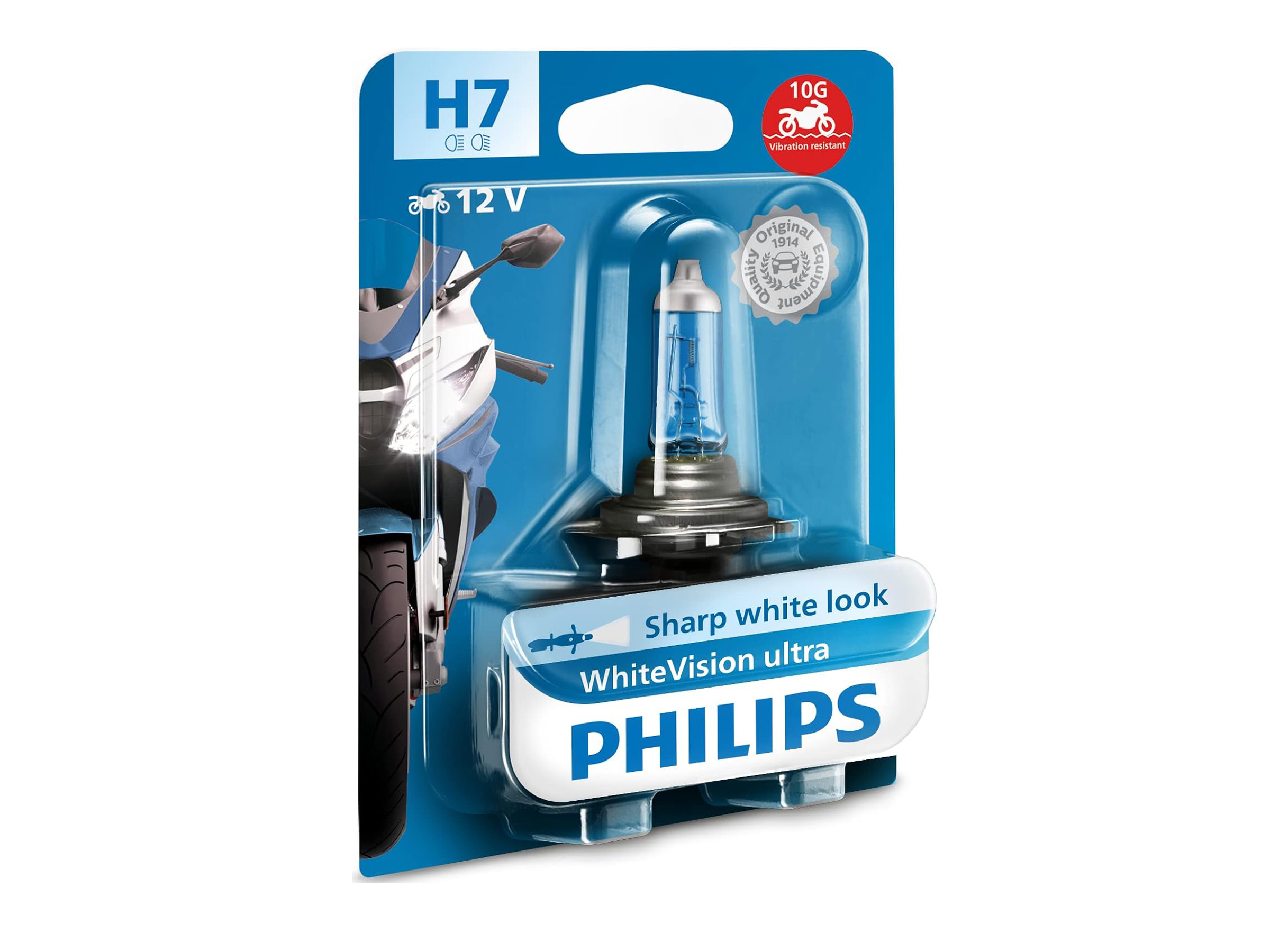 Philips H7 12V 55W PX26d WhiteVision Ultra Moto Motorrad Blister ...